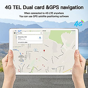 OUZRS 4G LTE Tablet 10 Inch Android 10, 4GB RAM 64GB/128GB ROM Quad Core 1920 * 1200 FHD Tablet PC Dual SIM 8000mAh Caméra 5+8MP Tablet Android with WiFi Bluetooth GPS Type-C Keyboard Mouse