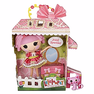 Lalaloopsy Jewel Sparkles and Pet Persian Cat, 13" Princess Doll with Pink Hair, Pink Outfit and Accessories, Reusable House Playset- Gifts for Kids, Toys for Girls Ages 3 4 5+ to 103 Years Old