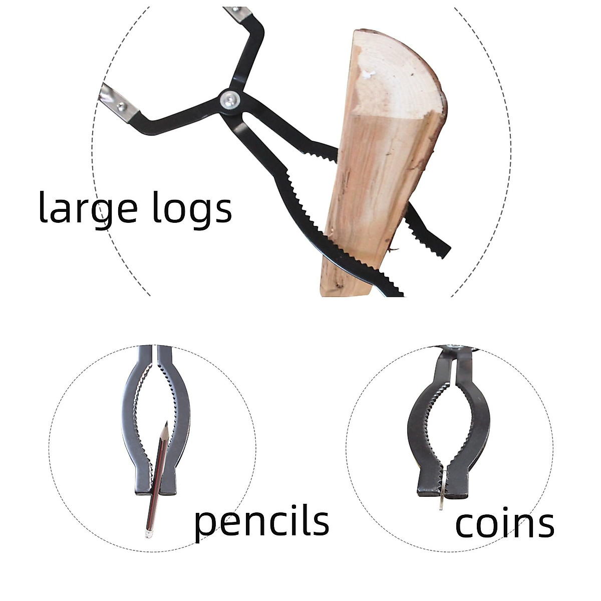 RAOMEIDE 41" Expandable Fire Tongs for Fire Pit Heavy Duty, Campfire Firewood Tongs Log Grabber, Fireplace Tongs Log Grabber Indoor, Firepit Tongs for Outside Pits (Tongs)