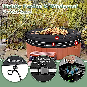 Round, Waterproof spa covers for Hot Tub, 600D Heavy Duty Replacement, Outdoor Patio hot tub cover Protector Cover, with Straps -Fit 80" D x 14" H