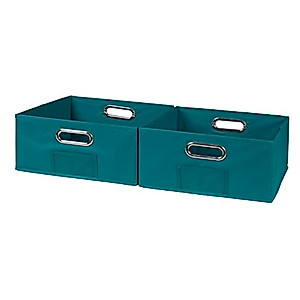 Niche Cubo Set of 2 Half-Size Foldable Fabric Storage Bins- Teal