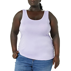 Amazon Essentials Women's Plus Size Tank Top, Pack of 2, Black/Lavender, 3X