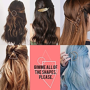 Gold Silver Minimalist Hair Clips Dainty Feather Hollow Hair Clips Set Feather Hair Pins Geometric Barrette Hair Accessories for Women