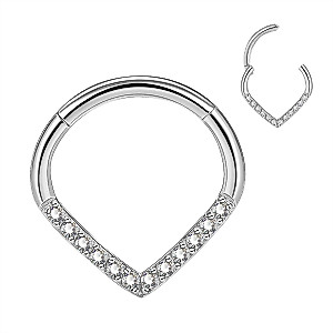 CM Crareesi Mania 16G Stainless Steel Daith Earrings, 1.2mm Hinge Hoop Clicker Rings with CZ, Hypoallergenic for Helix, Tragus, Cartilage Piercing Jewelry