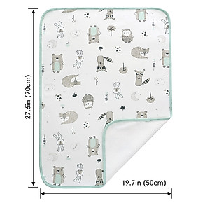 2Pcs Diaper Changing Pad Waterproof Baby Change Mats Bed Pads Washable Soft Cotton Reusable Underpads Incontinence Pad for Baby Toddler Kids Elderly Pet (L, Green)