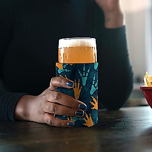 Can Cooler Sleeves Coozies for Cans And Bottles Insulators Dinosaur Footprint Tracks Print PVC Elastic Reusable