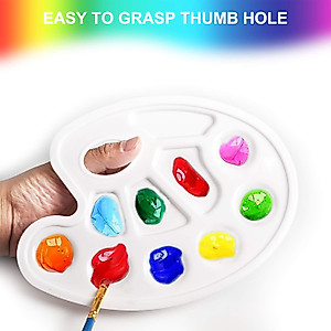 6 PCS Paint Pallet with Thumb Hole - Artllon Premium Plastic Painting Palette for Acrylic Painting, Art Paint Trays for Kids and Adults, Washable, 10 Wells (White)