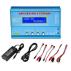 diymore Balance Charger Discharger 1S-6S Digital Battery Pack Charger 80W 6A with AC Adapter for Li-ion/Life/NiCd/NiMH/LiHV/PB/Smart Battery