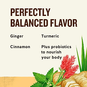 Celestial Seasonings Ginger + Probiotics Herbal Tea, Caffeine Free, 16 Tea Bags Box, (Pack of 6)