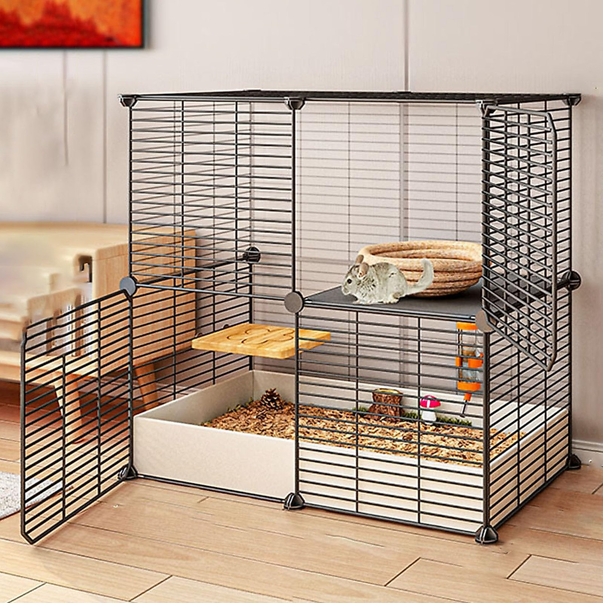 Rat Cage, Guinea Pig Cages, Chinchilla Cage Pet Cages Small Animal Playpen for Indoor Outdoor Use, Expandable Small Animal Playpen Indoor Rabbit Hedgehog Chinchilla Cage Diy Metal Grids ( Size : 5pcs-
