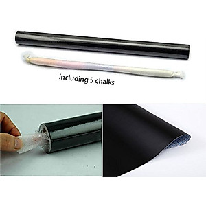 Chalkboard Contact Paper Decal Wall Sticker Adhesive Blackboard, TAKSDAI 2 Rolls Removable Vinyl Chalkboard Wallpaper Peel and Stick, with Bonus 10 Colorful Chalks, Each Roll 17.7'' × 78.7''