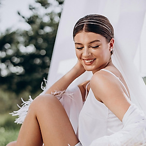 4Pack Bridal Headband Rhinestone Headbands Crystal Flower Girl Leaves Crown Head Band Tiara Wedding Hair Accessories, Silver