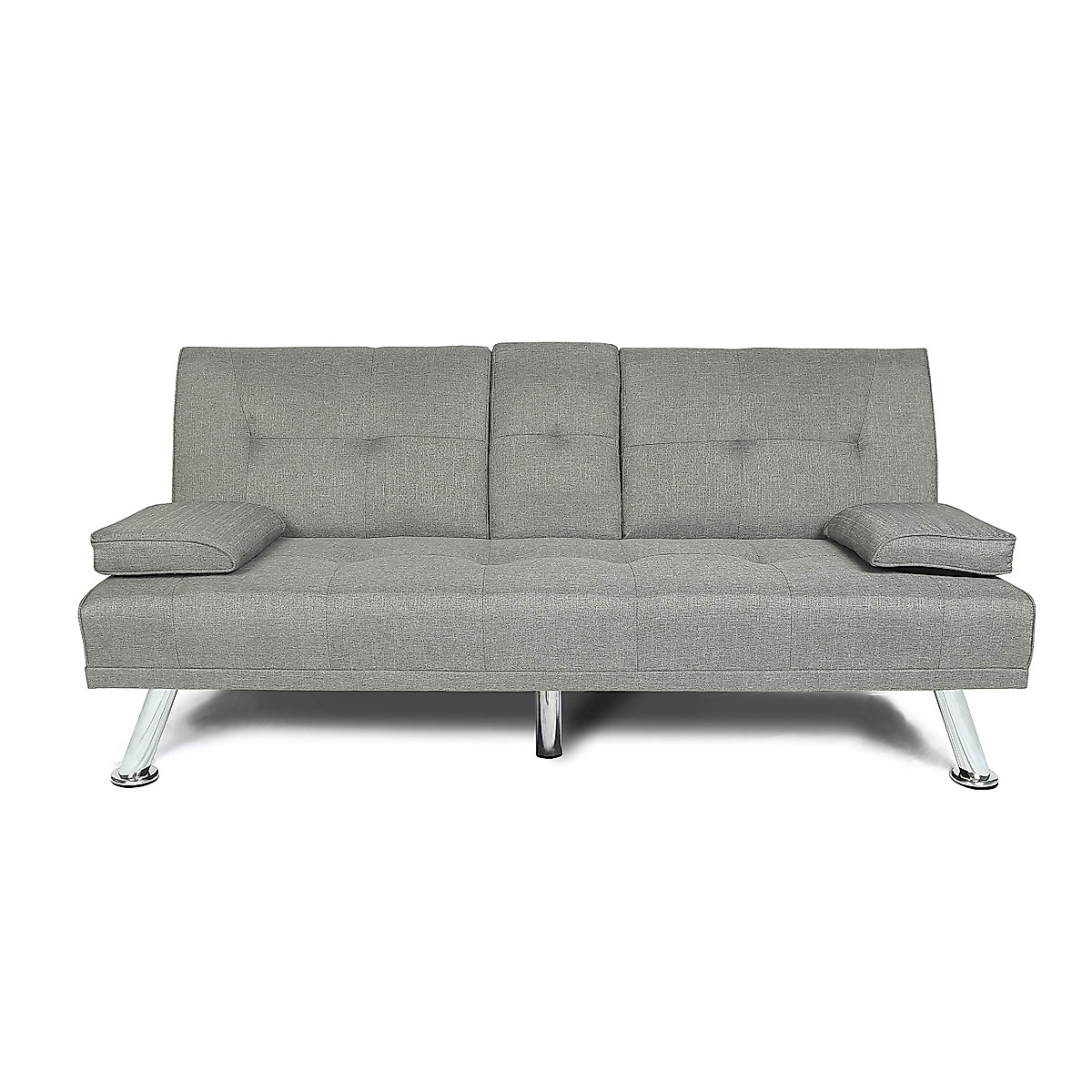 FANYE Modern Futon Sofa Loveseat Convertible Sleeper Couch Bed for Small Space Studio Office Living Room Furniture Sets, Twin Daybed Sofabed 2 Seater Sofa & Couch Love Seats, Grey Linen 66.2"