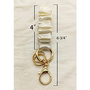 Junyuerly Wrist Strap Key Chain Elastic Scrunchie Bracelet Multifunctional Key Ring for Women (Style A -white)