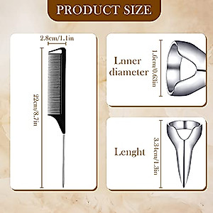 9 Pieces Metal Hair Parting Rings and pinky Selecting Tools Retro Nail Finger with Steel Comb Pointed Styling Combs for Hair stitch Braiding Curling Extension Halloween Cosplay(Gold, Silver)