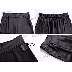 Fakanhui Women's Satin Silky Dress Casual Elastic High Waist Stretch Elegant Pants Trousers XX-Large