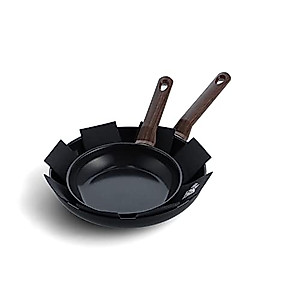 BK Simply Ceramic, Ceramic Nonstick Induction 9.5" and 11" Nonstick Frying Pan Skillet Set, PFAS Free, Dishwasher Safe, Black
