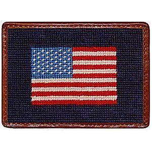 American Flag Needlepoint Credit Card Wallet in Navy by Smathers & Branson