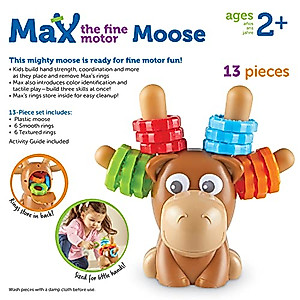 Learning Resources Max the Fine Motor Moose - 13 Pieces, Ages 2+ Toddler Learning Toys, Fine Motor Toy for Toddlers, Preschool Toys