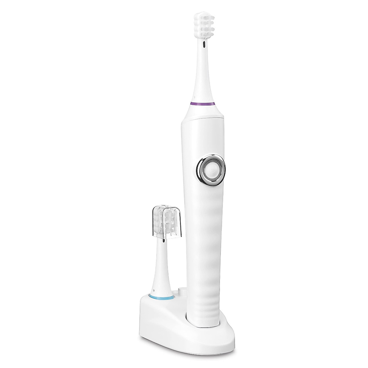Conair Oscill8 Rechargeable Power Toothbrush for Adults and Children, White, 2-Minute Auto-Off Timer, 2 Bristle Heads, 270-Degree Angle, 2-In-1 Design, Battery Powered