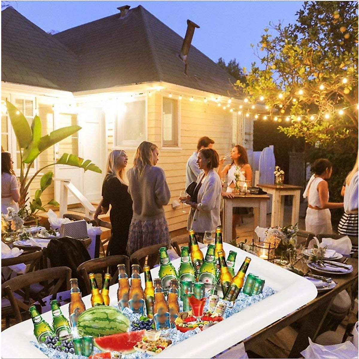 Inflatable Salad Bar Buffet Ice Cooler Beverage Serving Bar Food Drink Holder for Party Picnic BBQ Luau with Drain Plug(4 pack)