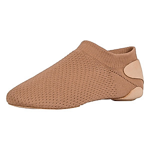 Linodes Unisex 019 Nylon Upper Leather Sole Slip-on Jazz Shoe for Women and Men's Dance Shoes-Brown 8M