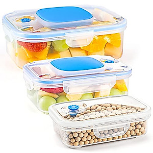 Vacuum Seal Containers Sets for Food Storage,BPA-Free, Various Sizes to Keep Food Fresher, 10oz/27oz/40oz, 6 Piece Set with Lids,3 Methods to Vacuum, Hand Pressure/Vacuum Hose(Diameter Is <1.41'')/Vacuum Pump, Good for INKBIRD VS01&VS03 Vacuum Sealer