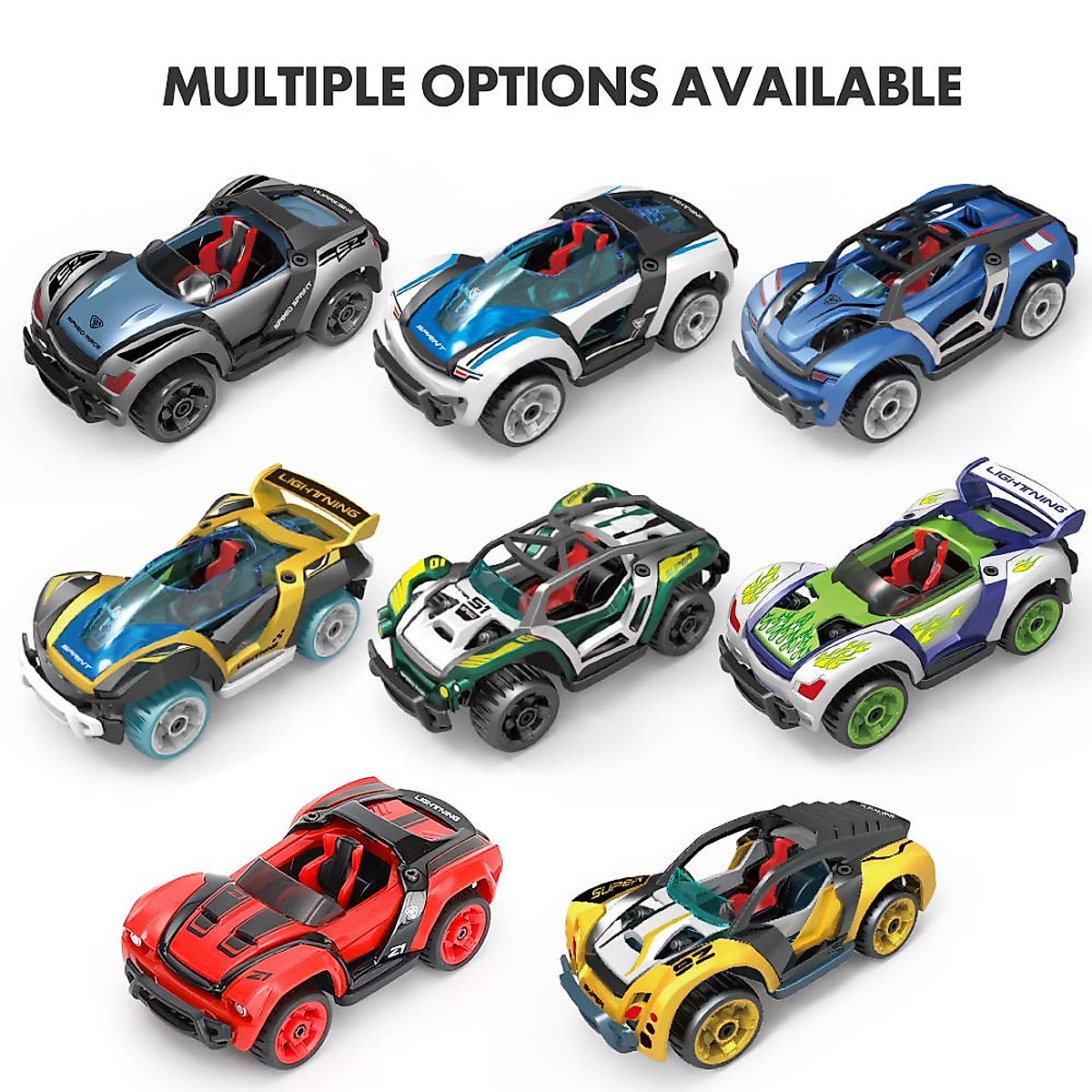 M MOOPAI Pull-Back Toy Cars Take Apart Race Car DIY Car Assembly Toy Tool Kit Build Your Own Car Educational Toy for Kids Boys & Girls Toys Aged 3+ (Purple Green)