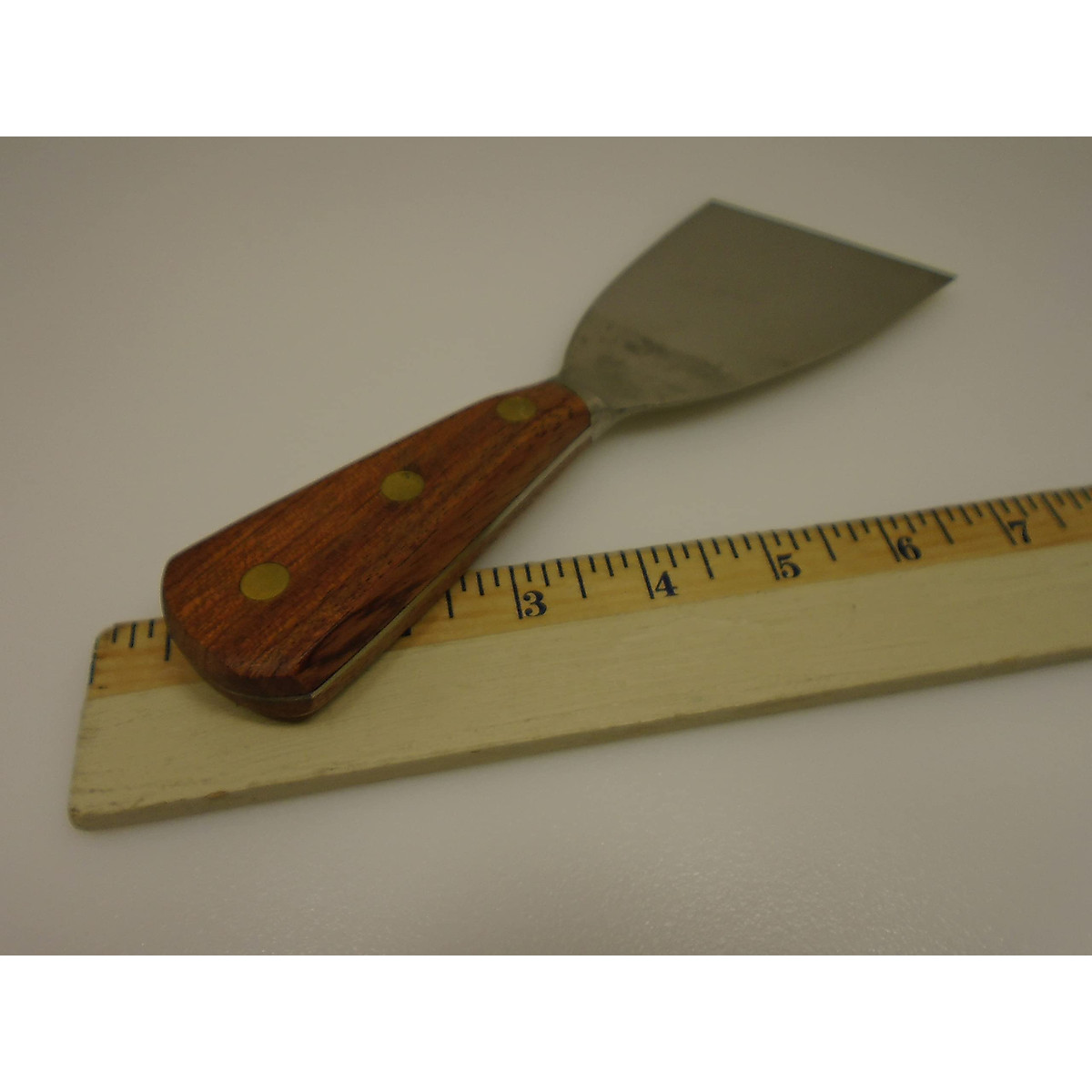 Dexter 3 inch High Carbon Steel Scraper Forged Semi Flex Angled Blade Full Tang with Triple brass rivets 525-3F Wood Handle