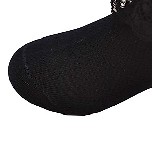 Xiyadun Toddler & Girls Eyelet Frilly Dress Socks Ruffle Lace Cotton Socks(Black-3 pairs, 8-11 Years)