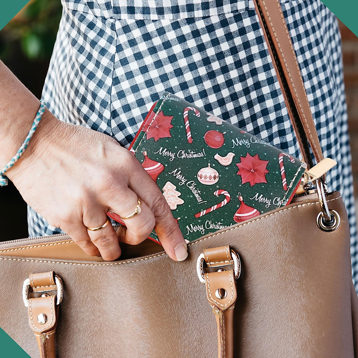 JV JO&VIN Green Wallet Christmas Wallet, Kawaii Wallet Leather Wallet with Short Zipper Wallet for Women Girls Kids,Thin Wallet Gift for Christmas Day