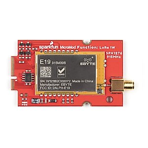 SparkFun MicroMod LoRa Function Board - 1W 915M30S LoRa Module Frequency Range: 900-931MHz Transmit Power 28.5-30dBm (max) Modulation LoRa, FSK, GFSK, MSK, GMSK, OOK Antenna Impedance: 50Ω