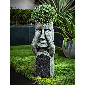 VELIHOME Outdoor Statues Decoration,Statue Path,Pathway Statues,Path Outdoor Statues,See Hear Speak No Evil Garden Easter Island Statues,Creative Garden Resin Sculpture Outdoor (C)