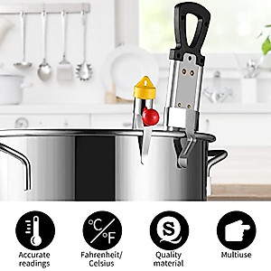 2 Pcs Candy Thermometer with Pot Clip, Stainless Steel Sugar Syrup Jam Jelly Oil Deep Fry Thermometer with Hanging Hole, Classic Kitchen Cooking Thermometer Confection Glass Thermometer for Food