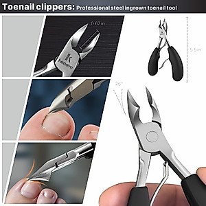 Toenail Clippers for Seniors Thick Toenails, Toe Nail Clippers Adult Thick Nails Long Handle, Heavy Duty Nail Clippers Kit 6Pcs Black