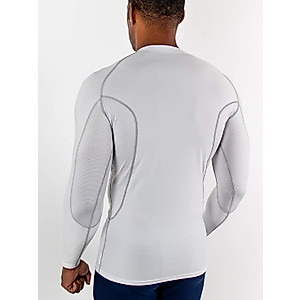 DEVOPS 3 Pack Men's Athletic Long Sleeve Compression Shirts (X-Large, White/White/White)