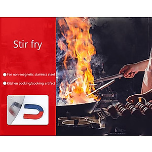 GXDHOME Thickened Food Grade Non-Magnetic 201 Double-Ear Stainless Steel Wok with High Lid 43/47cm Chinese Style Round Bottom Smokeless Pot for Gas Stove(Bright Silver)