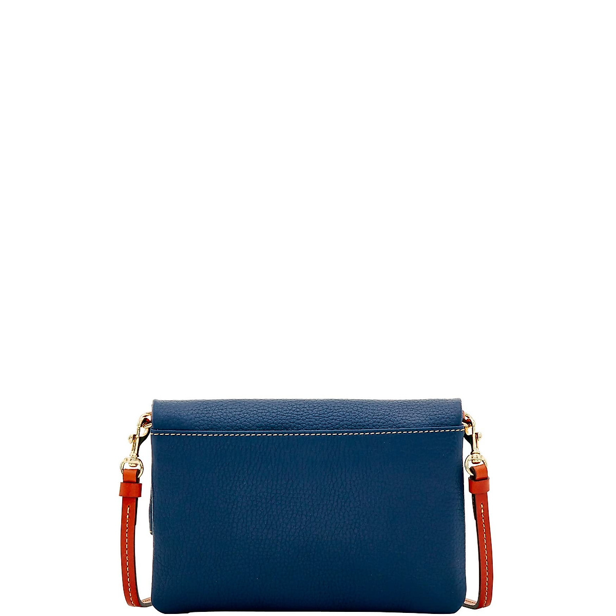 Dooney & Bourke Women's Foldover Zip Crossbody in Pebble Grain Leather, Small Sized Handbag with Adjustable Shoulder Strap, Midnight