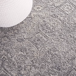 SAFAVIEH Metro Collection Accent Rug - 4' x 6', Grey, Handmade Floral Wool, Ideal for High Traffic Areas in Entryway, Living Room, Bedroom (MET883F)