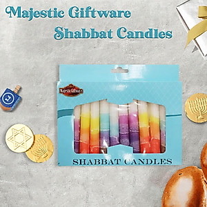 Majestic Giftware 12-Pack Shabbat Candles - (SHC2) | 5.5 Inch Dripless Handcrafted Traditional Shabbos Candles | Premium Quality Wax | Fits Standard Candle Holders (White Mix)