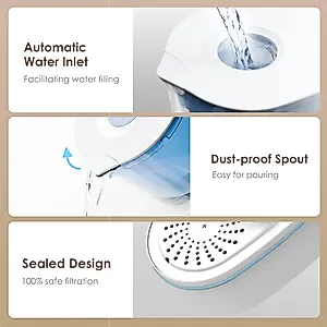 Waterdrop 200-Gallon Long-Life Chubby 10-Cup Large Water Filter Pitcher with 1 Filter, NSF Certified, 5X Times Lifetime, Reduces PFOA/PFOS, Chlorine, BPA Free, Clear