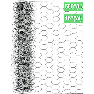 TOYPOPOR Chicken Wire 40cm x 15m, Outdoor Anti-Rust Hexagonal Galvanized Chicken Wire Fencing, Chicken Wire Mesh to Protect Gardening Plants Vegetables Flowers Fruits from Dogs, Rabbits,Squirrels