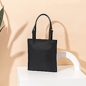 Canvas bag handbag female this year's new popular nylon shoulder bag fashionable Oxford cloth handbag (Black, S)
