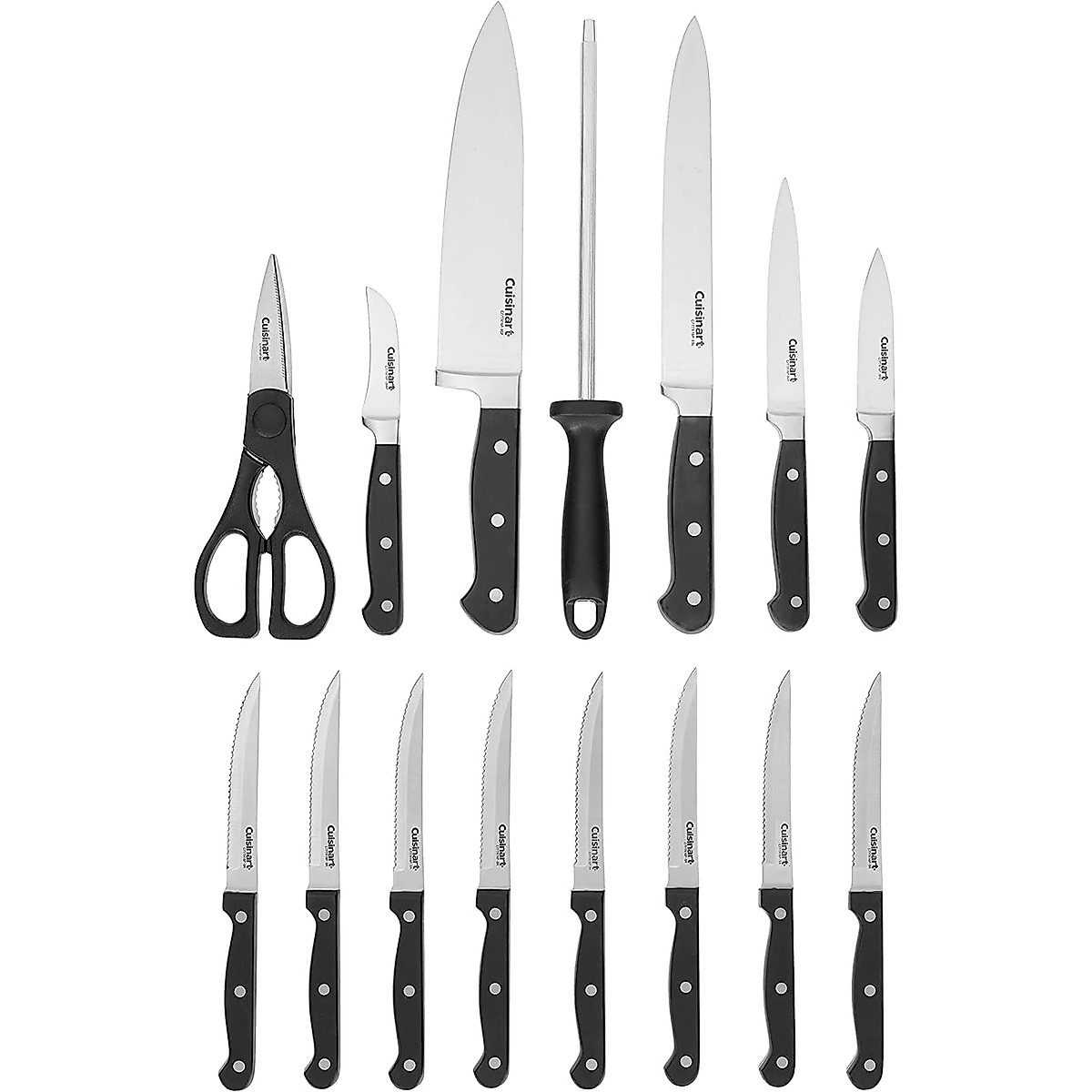Cuisinart C77TR-16P Triple Rivet Collection 16-Piece Cutlery Block Set, Stainless Steel