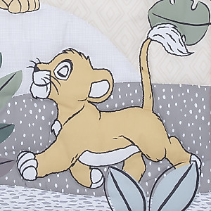 Disney Lion King Leader of The Pack Taupe and Green Simba and Nala Sunset and Leaves 3 Piece Nursery Mini Crib Bedding Set - Comforter and Two Fitted Mini Crib Sheets