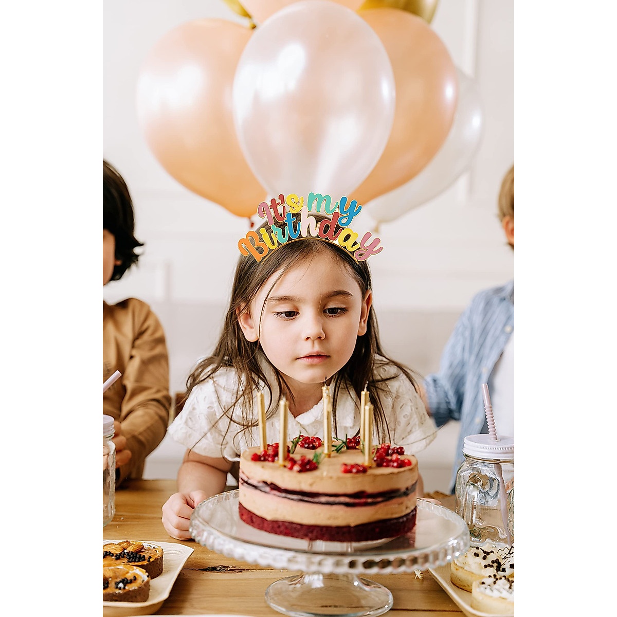 DOINIDAMI Birthday Crown for Girl, Multicolour Colorful Headbands for Women,Gold Double Tiara Princess Queen Party Gifts Decorations Supplies,16,18,21,30,40,50 or Any Other Birthday Party