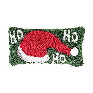 C&F Home HoHoHo Hat Hooked Petite Christmas Pillow Winter Decor Decoration Throw Pillow for Couch Chair Living Room Bedroom 6 x 12 Green