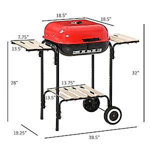 Outsunny 19” Steel Porcelain Portable Outdoor Charcoal Barbecue Grill