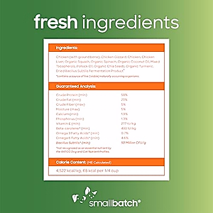 smallbatch Pets Freeze-Dried Super Booster Chicken Bites for Dogs & Cats, 18 oz, Made in The USA, Humanely Raised Single Protein Source, Topper & Treat, with Organic Vegetables and Probiotics