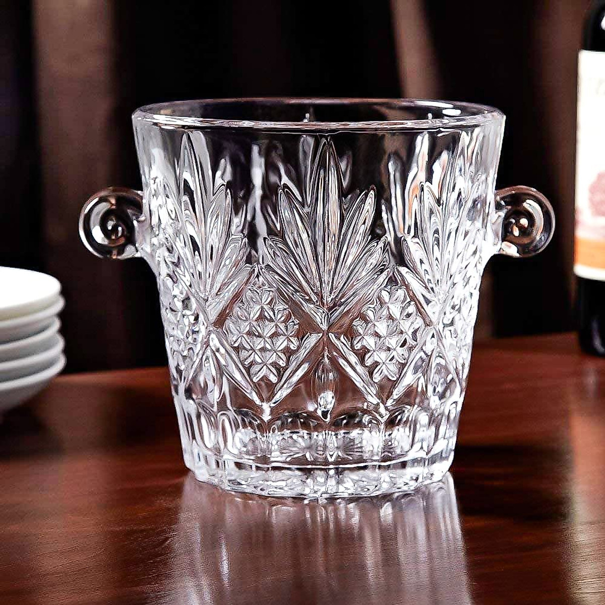 Elegant Crystal Ice Bucket with handles, wine cooler bucket, For weddings,events, parties